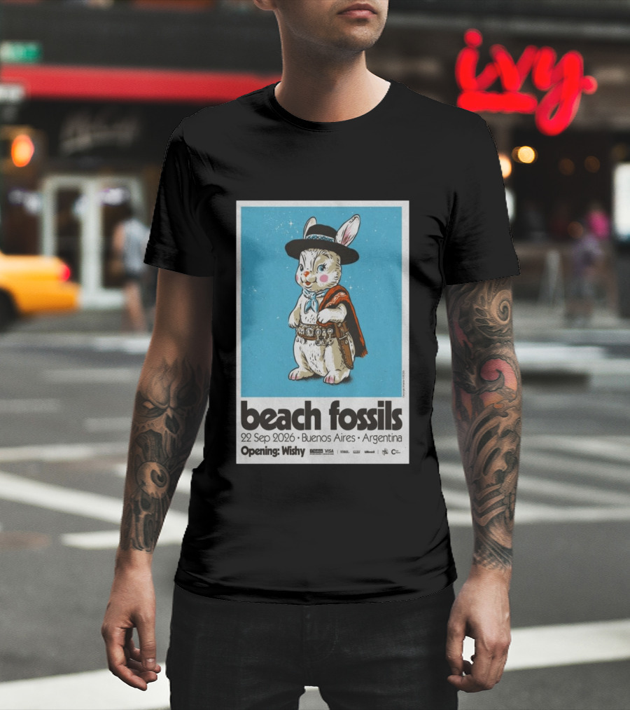 Beach Fossils Buenos Aires 2026 Rabbit Cowboy Concert T-Shirt