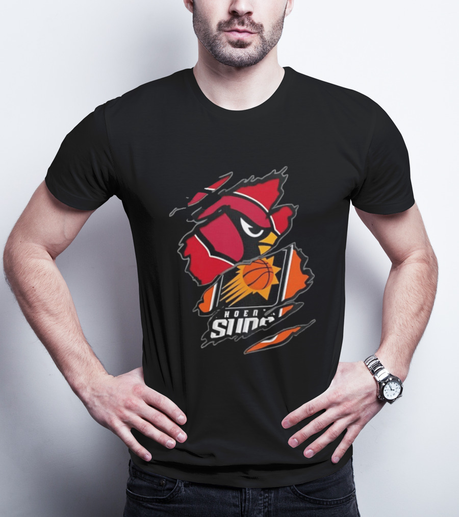 Arizona Cardinals Phoenix Suns Two Teams One Heart Scratch Edition T-Shirt