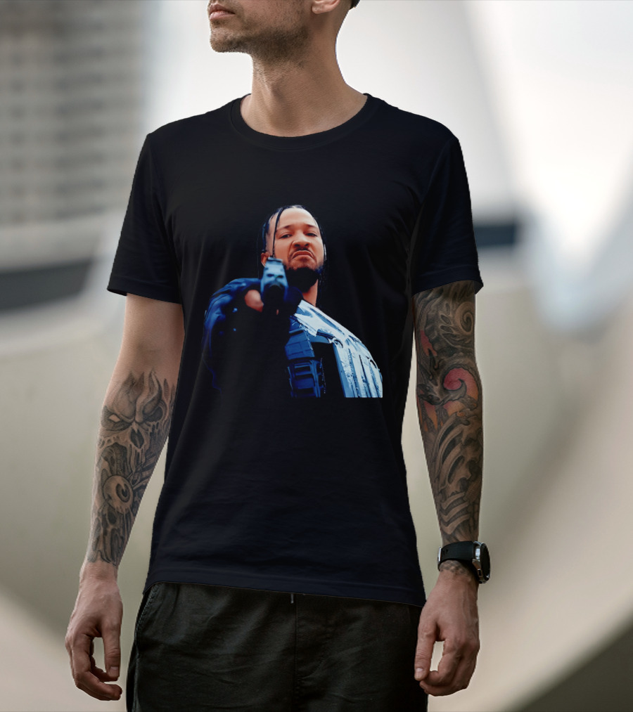 Jalen Brunson Gangster New York Knicks NBA Basketball Gun Image T-Shirt