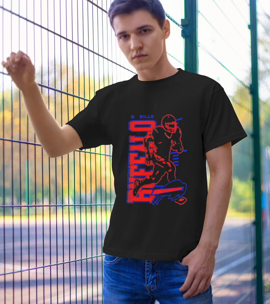 Buffalo Bills Go Bills Football Player Running Action T-Shirt