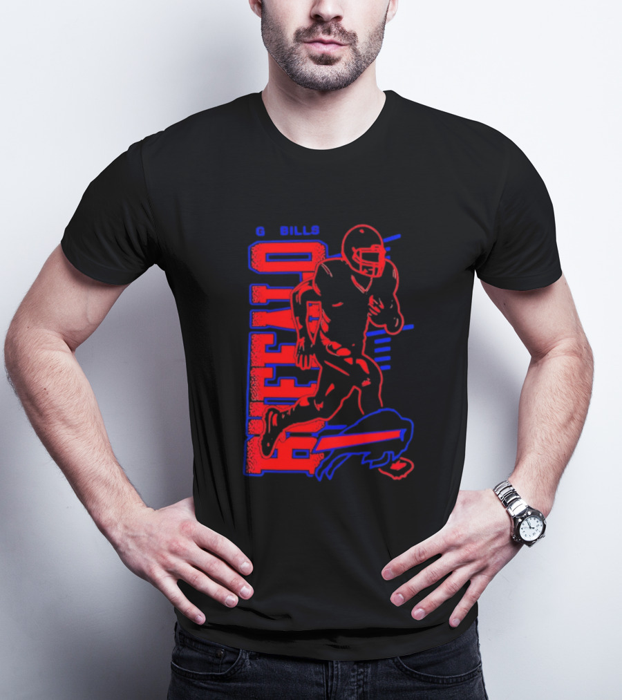 Buffalo Bills Go Bills Football Player Running Action T-Shirt