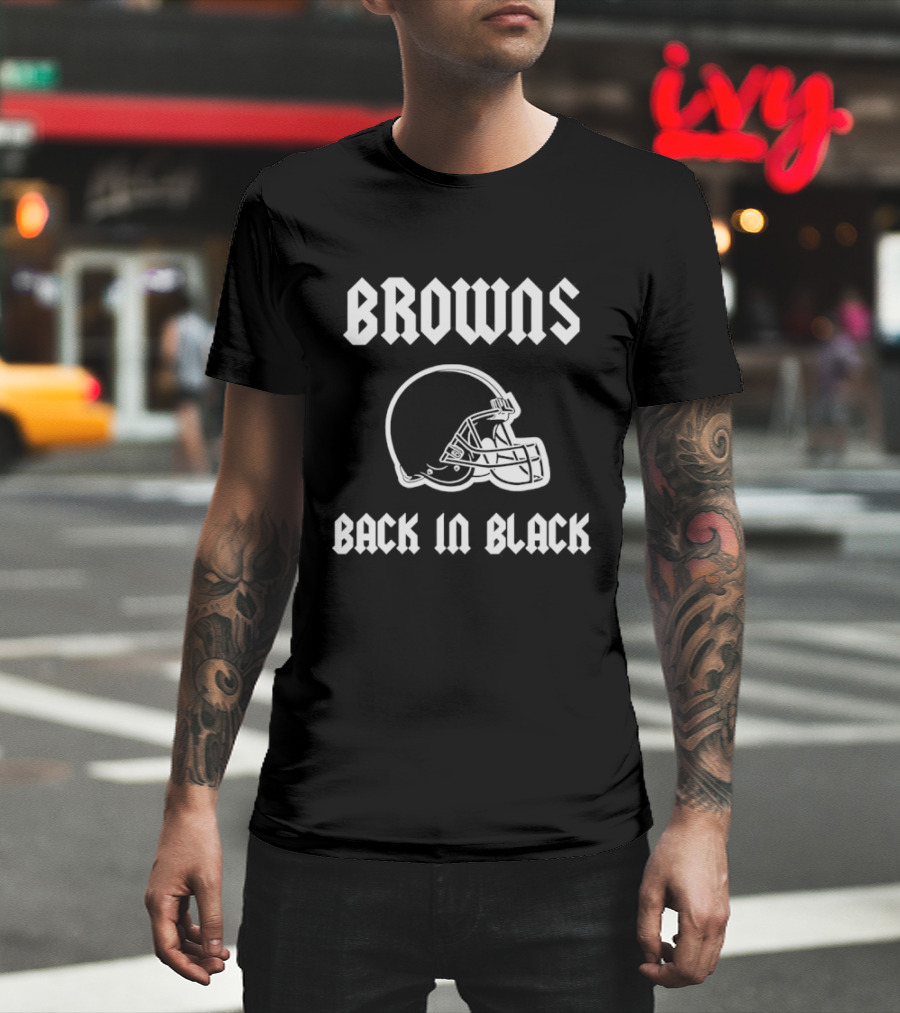 Browns Back In Black Helmet Cleveland Rugby T-Shirt