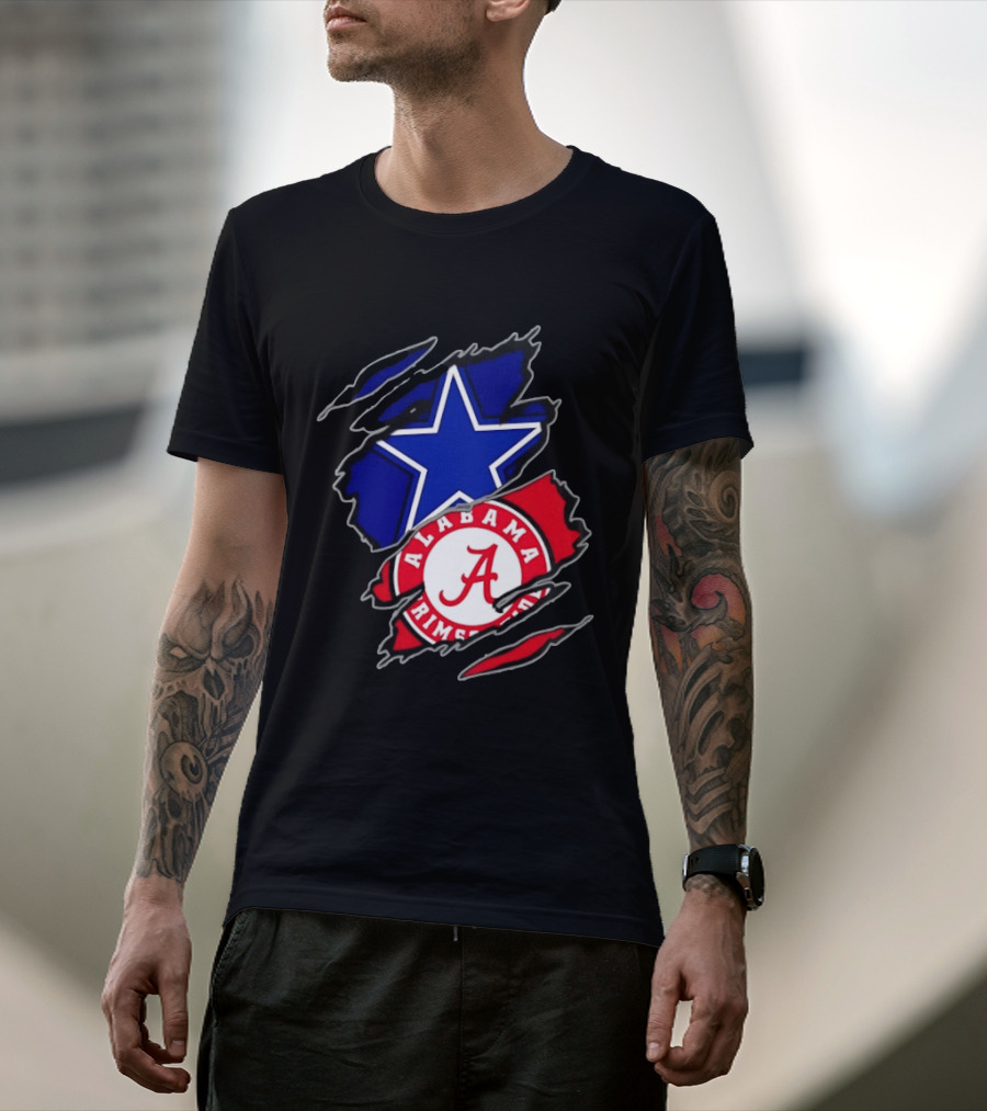 Dallas Cowboys Alabama Crimson Tide Two Teams One Heart Scratch T-Shirt