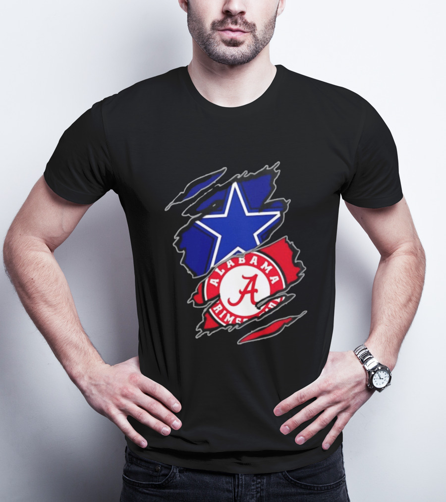 Dallas Cowboys Alabama Crimson Tide Two Teams One Heart Scratch T-Shirt