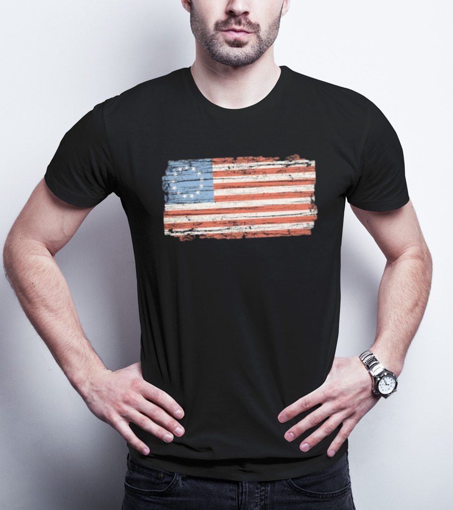 Distressed Vintage Betsy Ross Flag Thirteen Stars Retro Look T-Shirt