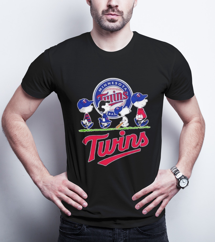 Minnesota Twins Snoopy Charlie Brown Lucy Linus Abbey Road 2026 MLB Peanuts Collaboration T-Shirt