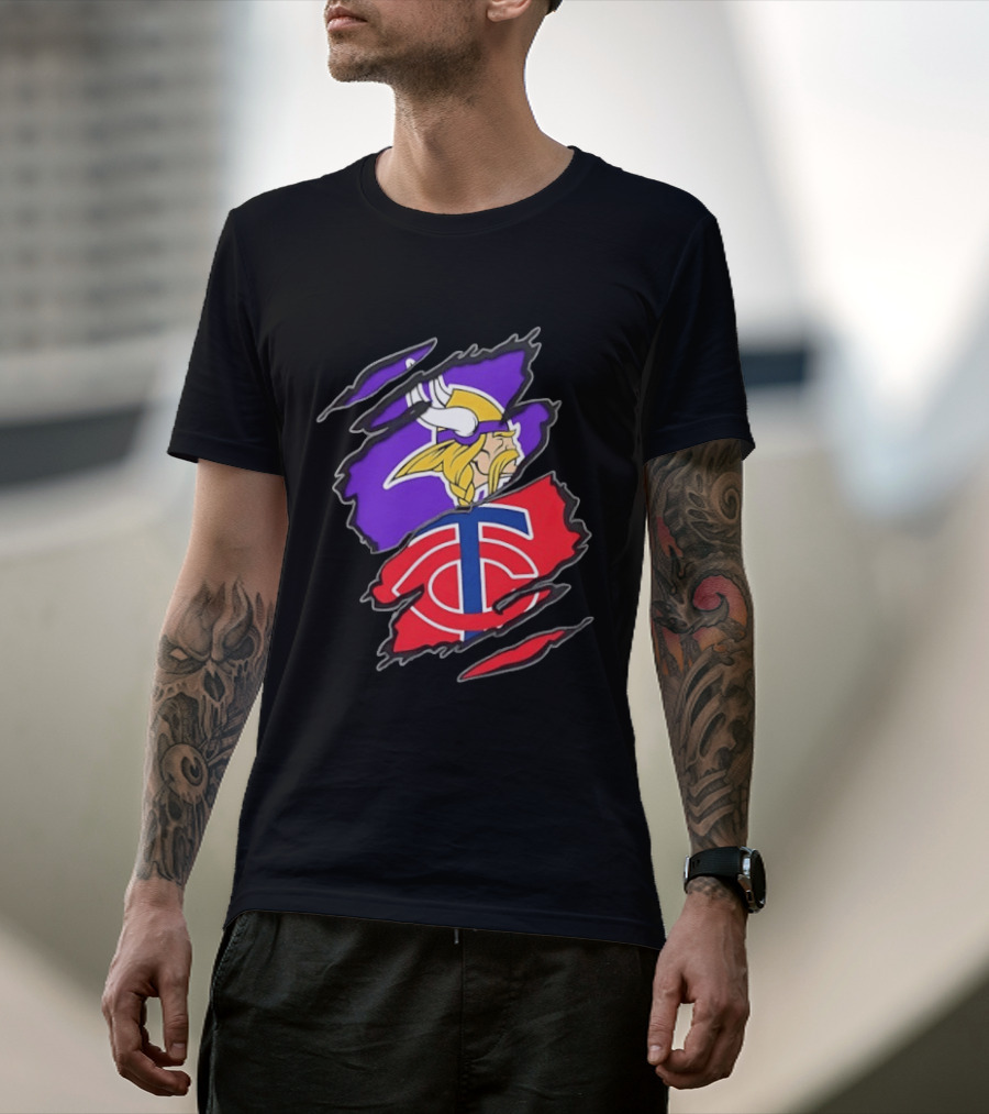 Minnesota Vikings Minnesota Twins Two Teams One Heart T-Shirt