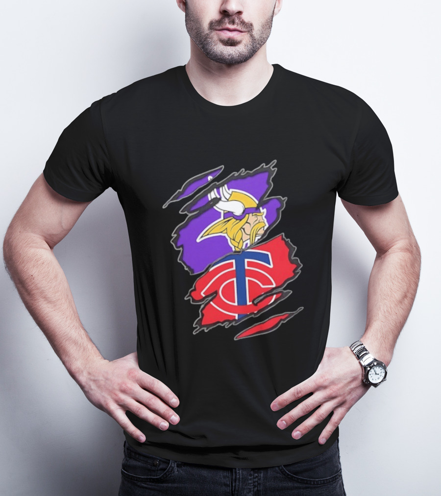 Minnesota Vikings Minnesota Twins Two Teams One Heart T-Shirt