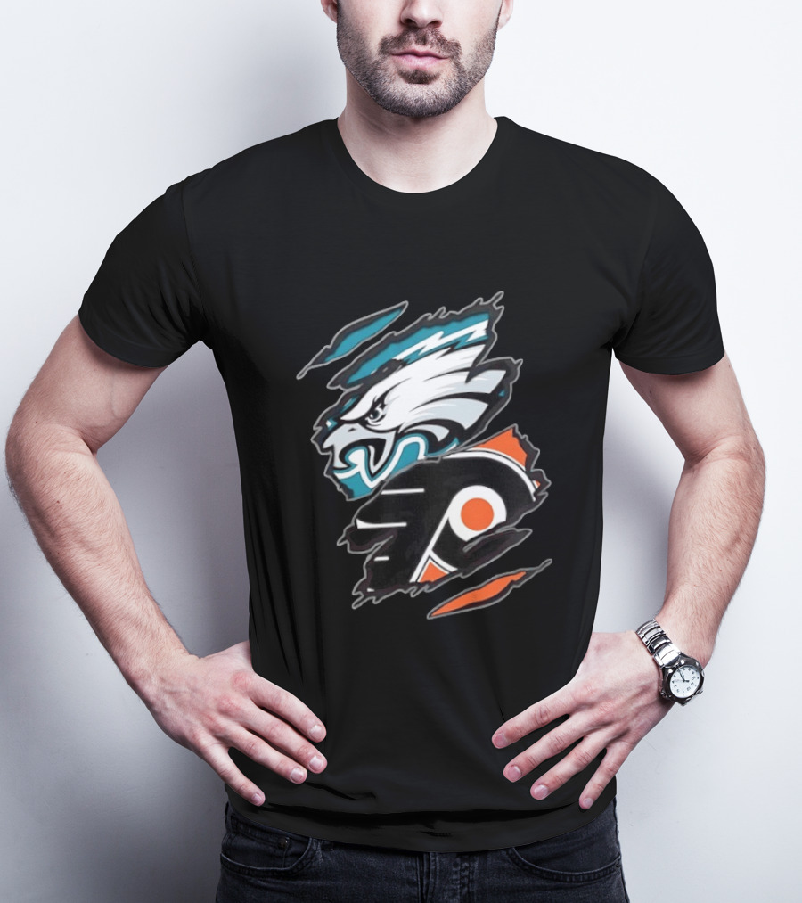 Philadelphia Eagles And Philadelphia Flyers Two Teams One Heart T-Shirt