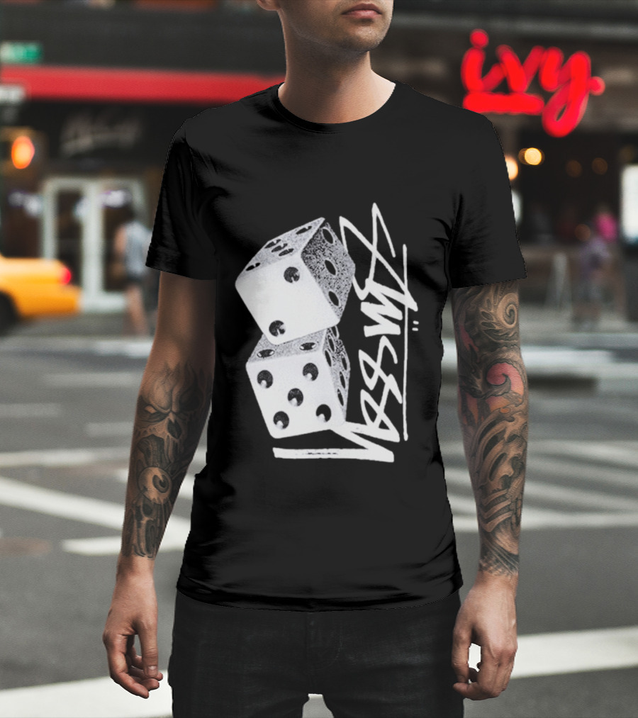 Pla Skateboarding Stussy Dice Stacked Six Side Metal T-Shirt