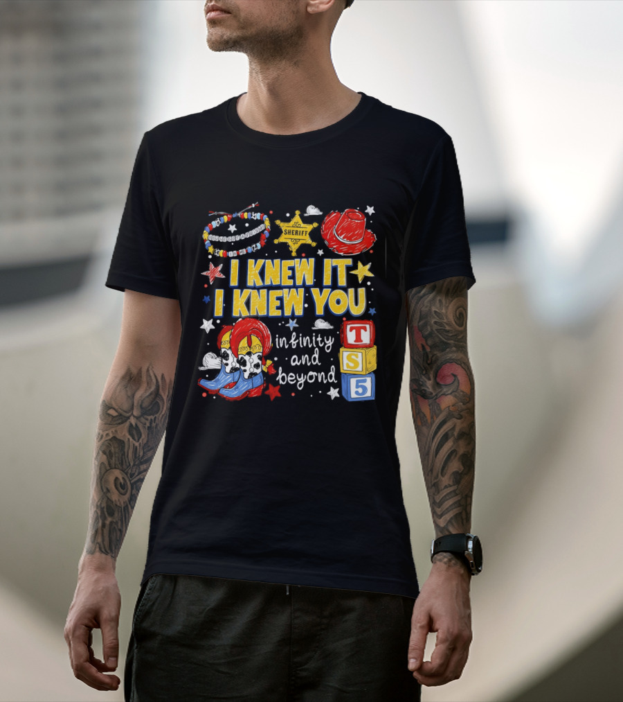 Sheriff Toy Story Cowboy Boots Infinity Blocks Badge I Knew It I Knew You T-Shirt