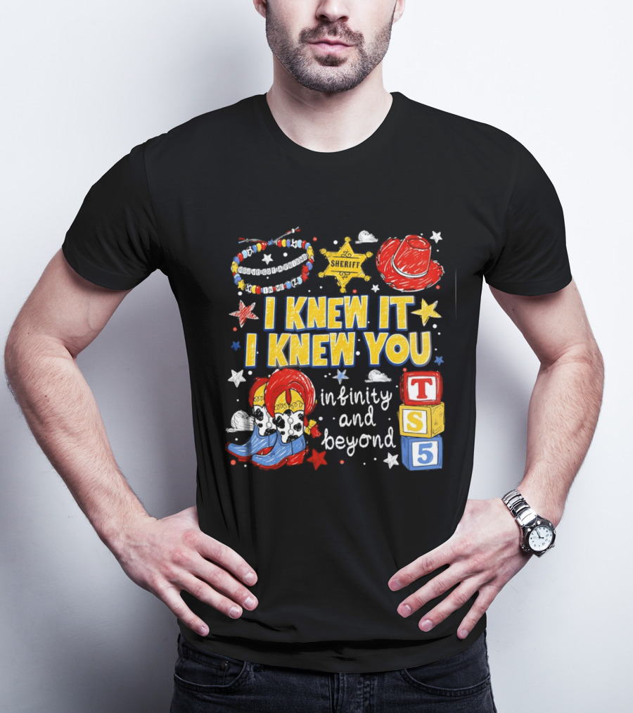 Sheriff Toy Story Cowboy Boots Infinity Blocks Badge I Knew It I Knew You T-Shirt