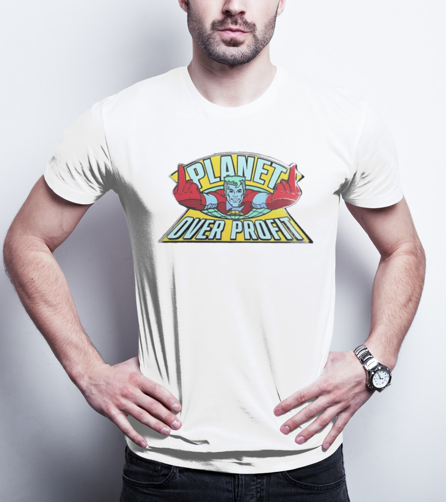 Captain Planet Enamel Pin Planet Over Profit Vintage Cartoon Hero Earth áticos T-Shirt
