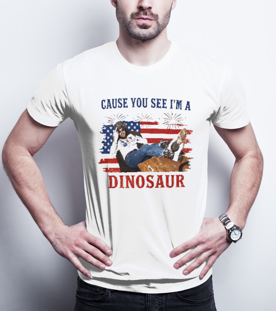 Cause You See I'm A Dinosaur Hank Williams Jr Country Music Western Patriotic 4th Of July Cowboy T-Shirt