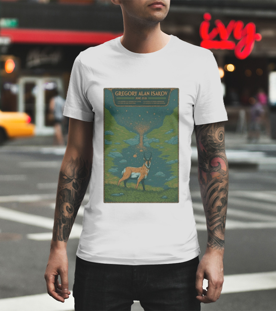 Gregory Alan Isakov June 2026 Tour With Antelope In Lush Mountain Scenery T-Shirt