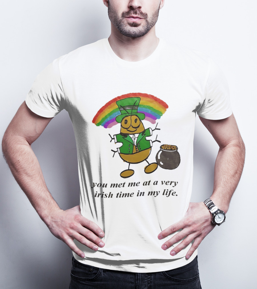 You Met Me At A Very Irish Time In My Life Rainbow Leprechaun Pot Of Gold T-Shirt