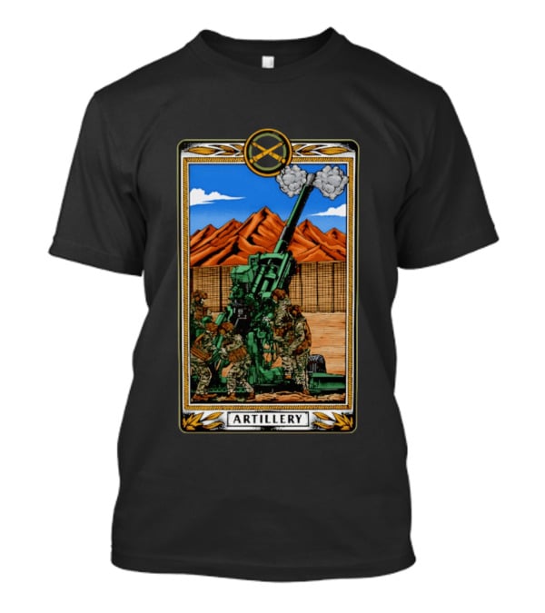 Artillery Cannon With Soldiers In Action Military Tableau T-Shirt