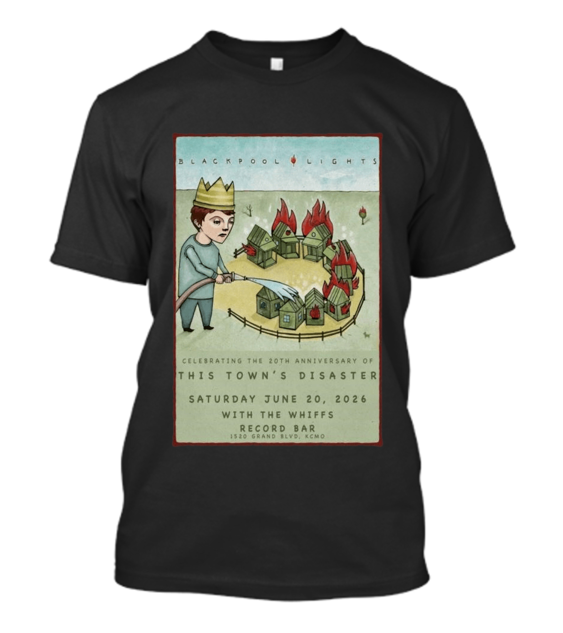 Blackpool Lights This Town's Disaster 20th Anniversary June 20 2026 Record Bar Kansas City T-Shirt