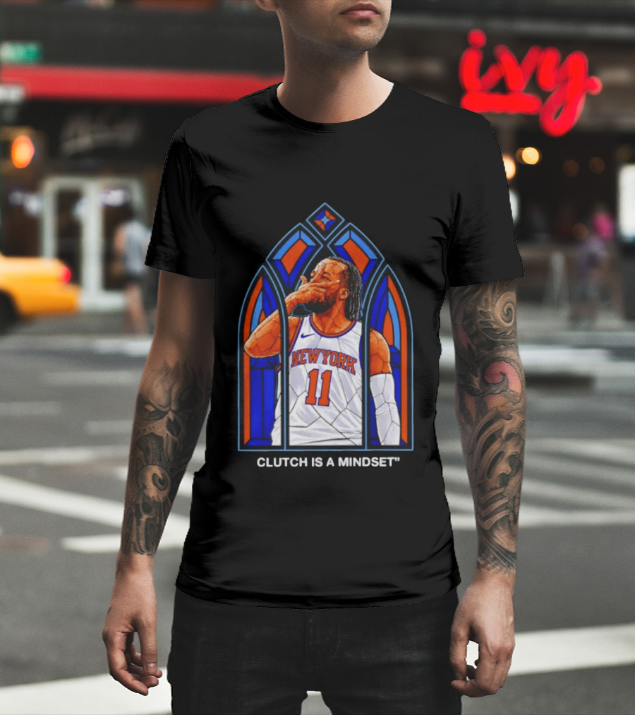 New York Knicks Jalen Brunson Number 11 Clutch Is A Mindset Stained Glass T-Shirt