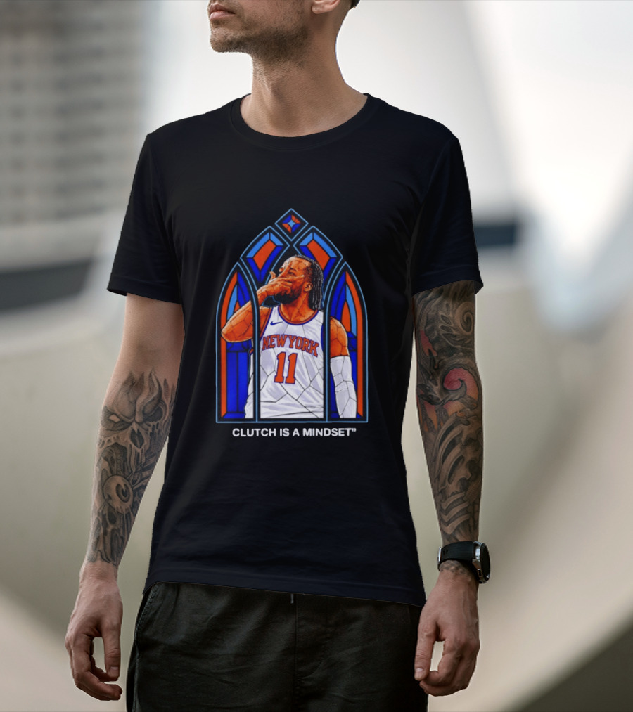 New York Knicks Jalen Brunson Number 11 Clutch Is A Mindset Stained Glass T-Shirt