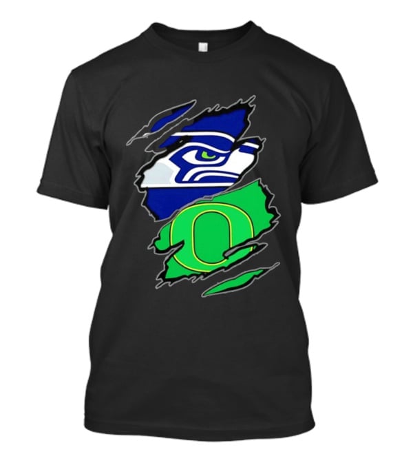 Seattle Seahawks Oregon Ducks Two Teams One Heart Scratch T-Shirt