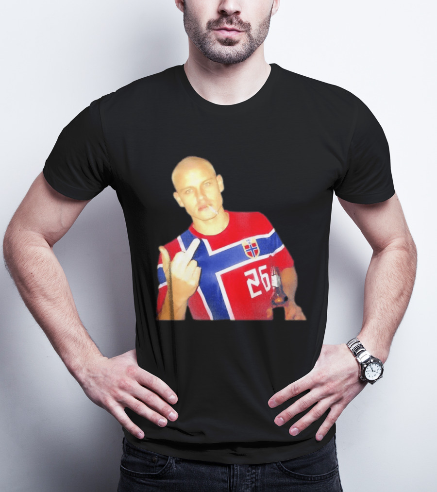 Erling Haaland Norway National Football Team 26 Middle Finger Gesture Jersey T-Shirt