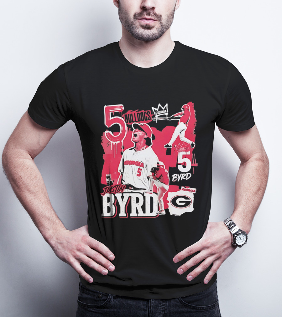Georgia Bulldogs Justin Byrd 5 Baseball Champion Fan Gear T-Shirt