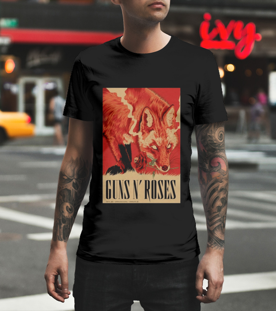 Guns N' Roses Fox With Rose Download Festival June 13 2026 Donington Park Castle Donington Leicestershire T-Shirt