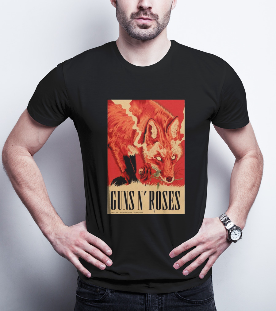 Guns N' Roses Fox With Rose Download Festival June 13 2026 Donington Park Castle Donington Leicestershire T-Shirt
