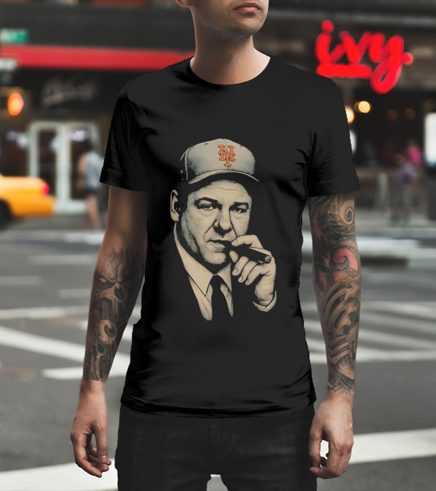 Tony Soprano New York Mets Cap Smoking Cigar T-Shirt