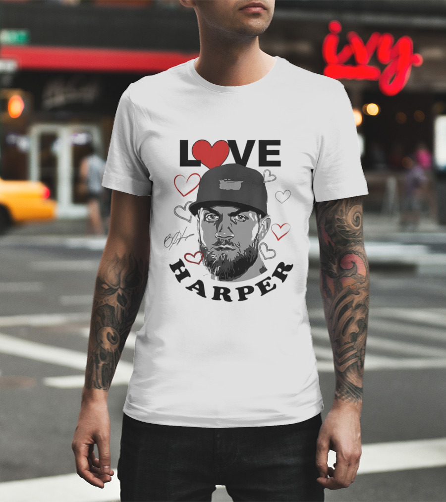 Love Bryce Harper Philadelphia Phillies Baseball Heart T-Shirt