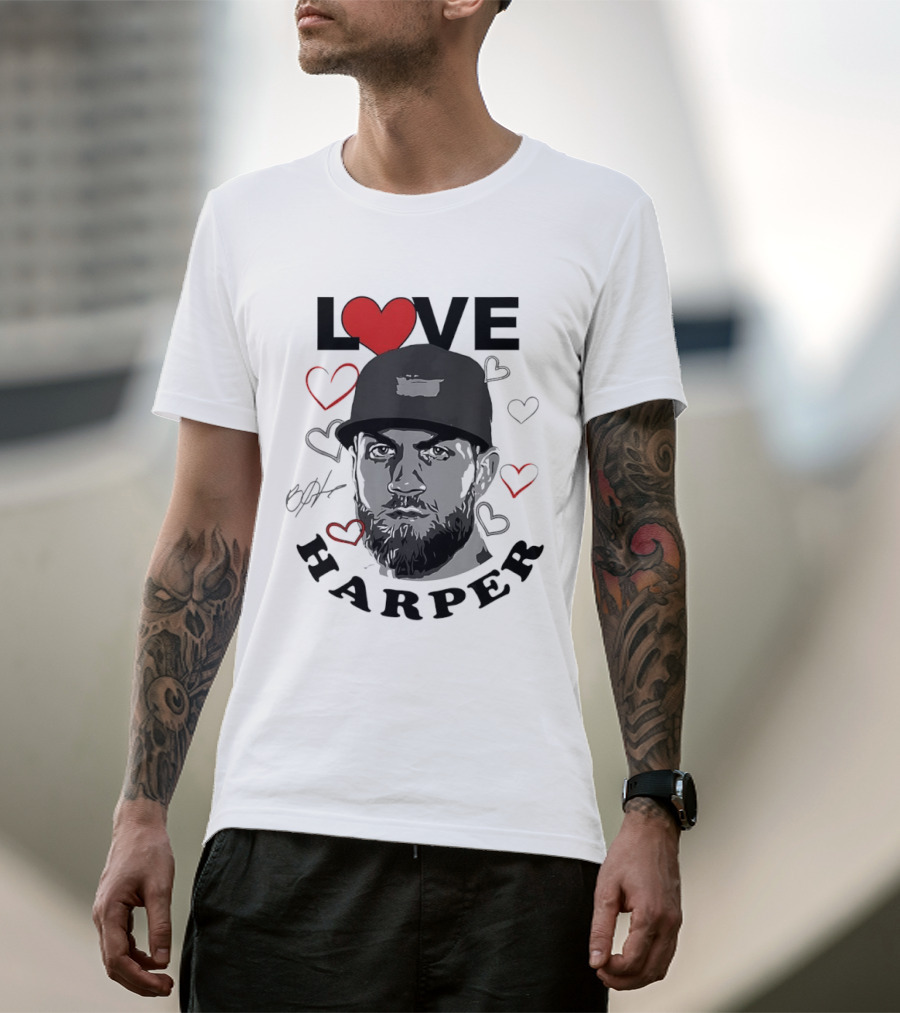 Love Bryce Harper Philadelphia Phillies Baseball Heart T-Shirt
