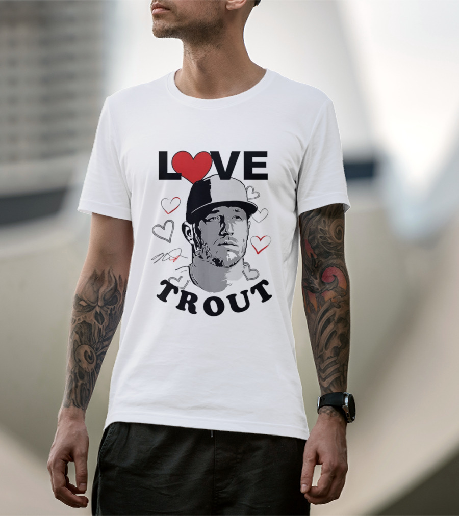 Love Mike Trout Los Angeles Angels Heart Baseball Player T-Shirt