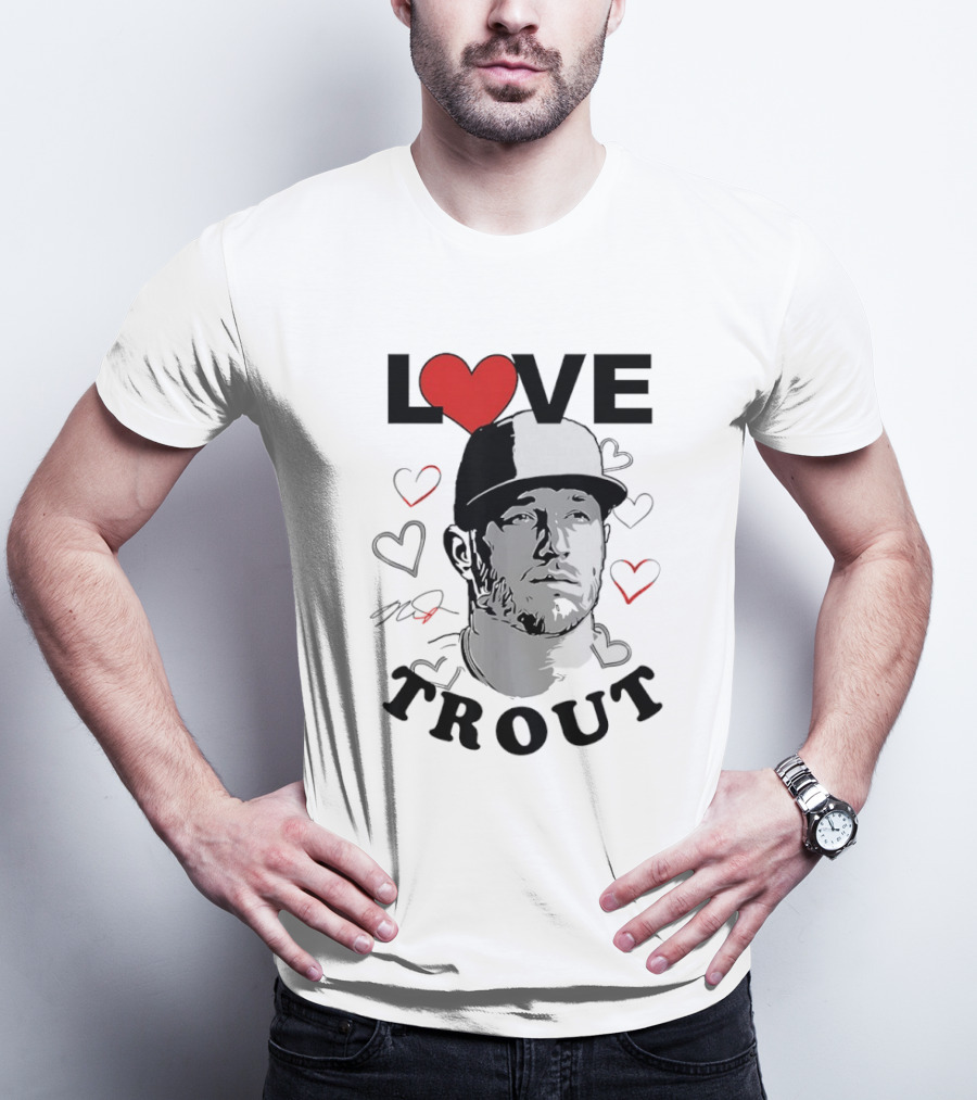 Love Mike Trout Los Angeles Angels Heart Baseball Player T-Shirt