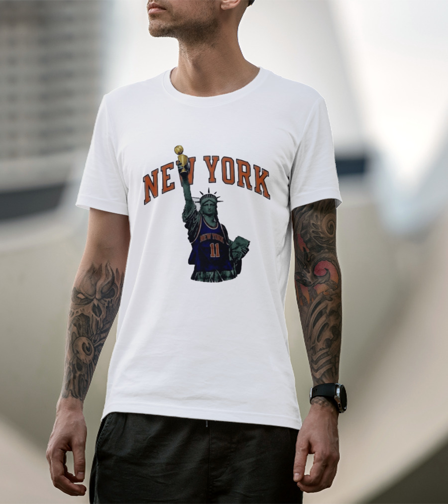 New York Knicks Jalen Brunson Statue Liberty Trophy Meme T-Shirt
