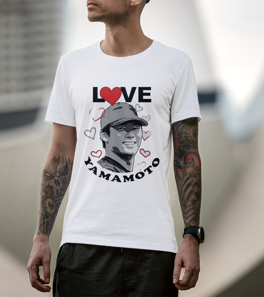 Love Yoshinobu Yamamoto Heart Baseball Fan T-Shirt