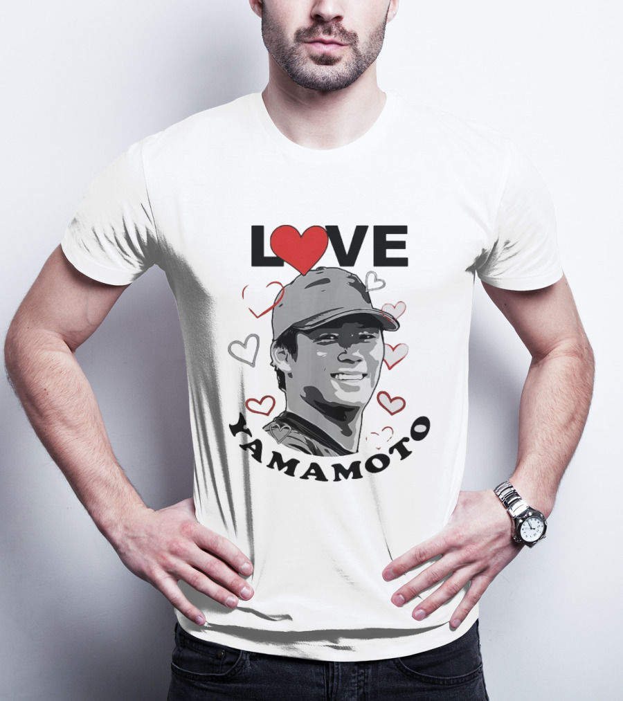 Love Yoshinobu Yamamoto Heart Baseball Fan T-Shirt