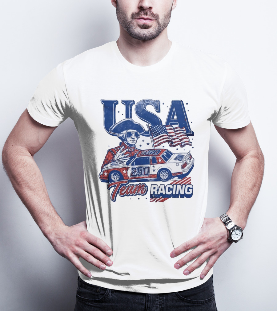 USA Team Racing 250 George Washington American Flag T-Shirt