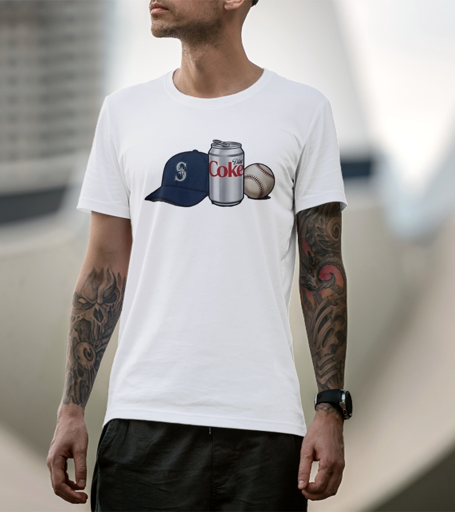Mariners Diet Coke Baseball Cap And Ball T-Shirt