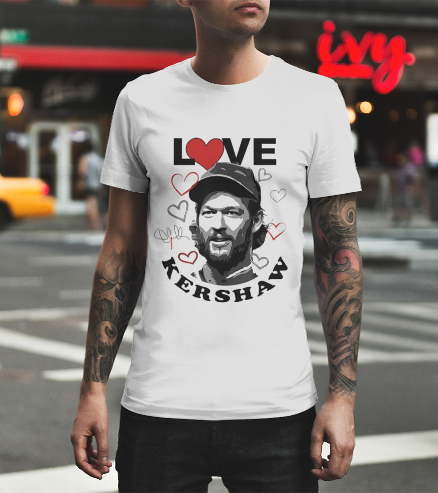 LOVE Kershaw Los Angeles Dodgers Baseball Heart T-Shirt