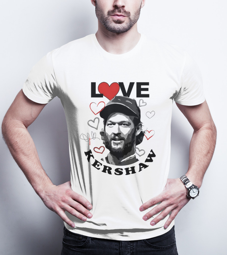 LOVE Kershaw Los Angeles Dodgers Baseball Heart T-Shirt