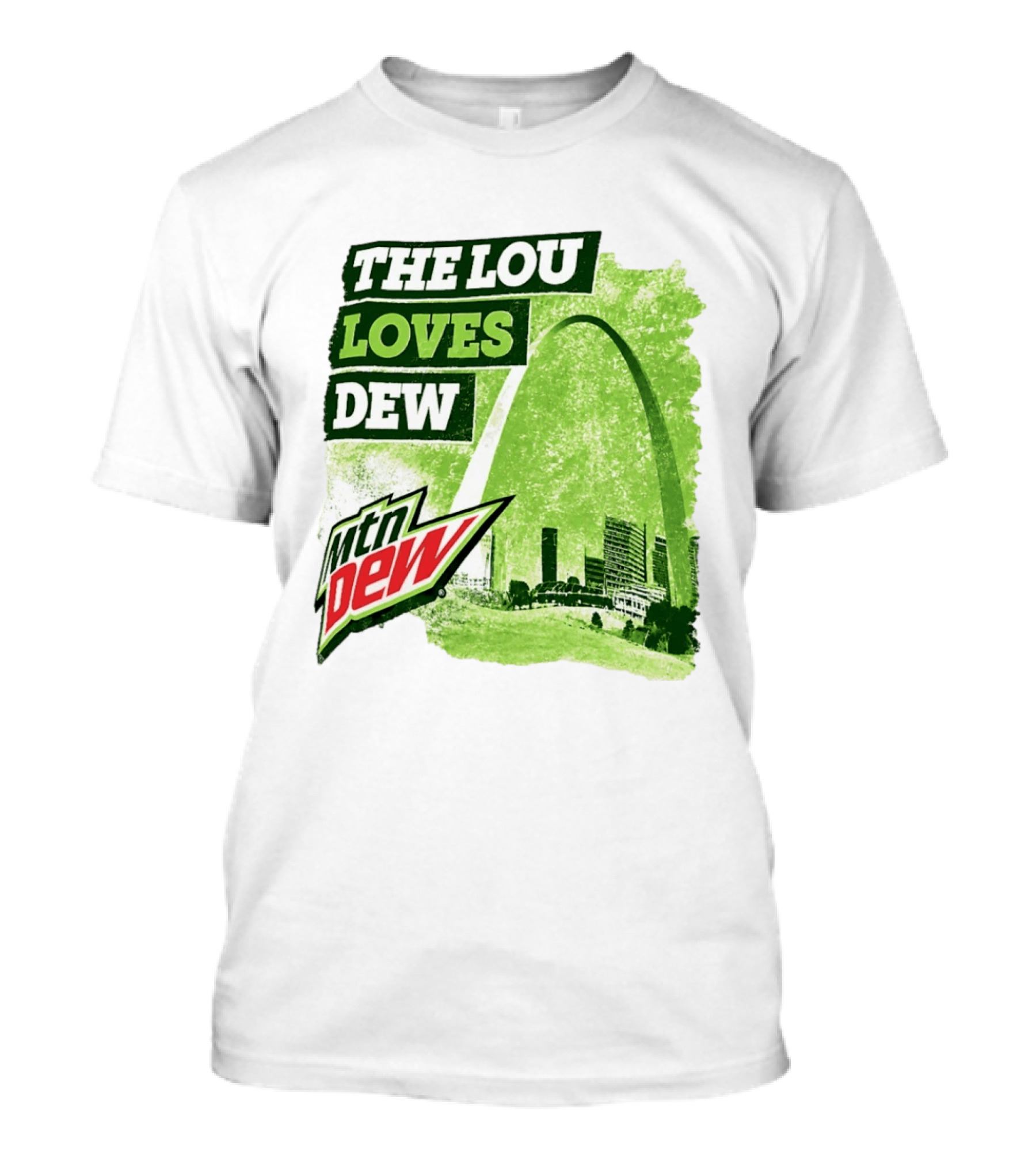 The Lou Loves Dew Mtn Dew St Louis Gateway Arch T-Shirt