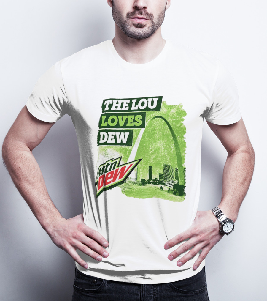 The Lou Loves Dew Mtn Dew St Louis Gateway Arch T-Shirt