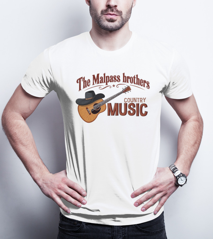 The Malpass Brothers Country Music Guitar And Cowboy Hat T-Shirt