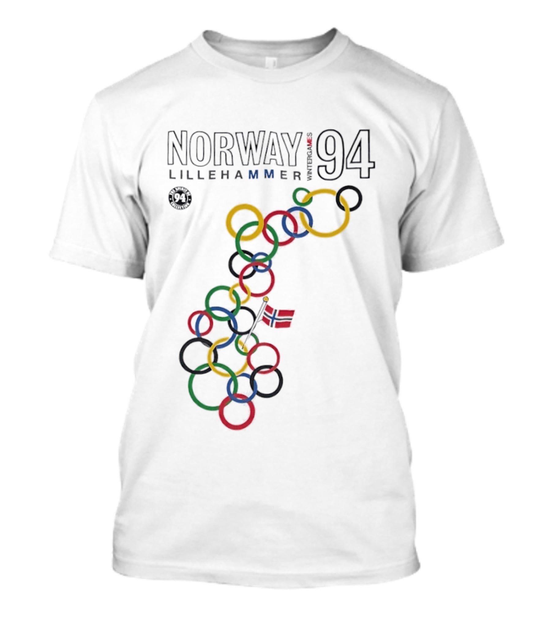 Norway Lillehammer 1994 Winter Games Rings Map T-Shirt