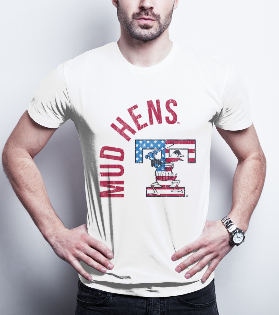 Toledo Mud Hens Patriotic Baseball Logo Red White Blue T-Shirt