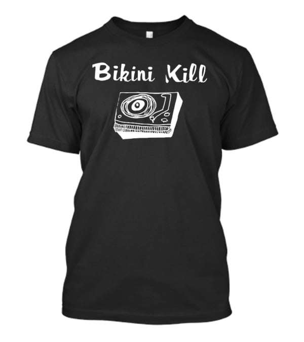 Bikini Kill Record Player Punk Rock Minimalist Line Drawing Band Music T-Shirt
