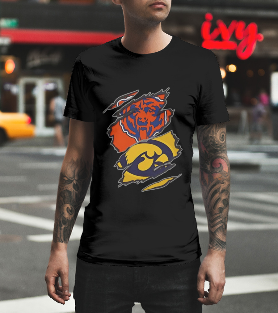 Chicago Bears Iowa Hawkeyes Two Teams One Heart T-Shirt
