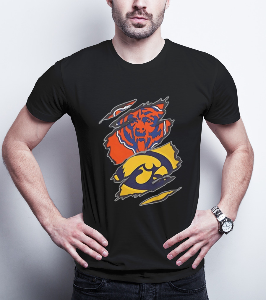 Chicago Bears Iowa Hawkeyes Two Teams One Heart T-Shirt
