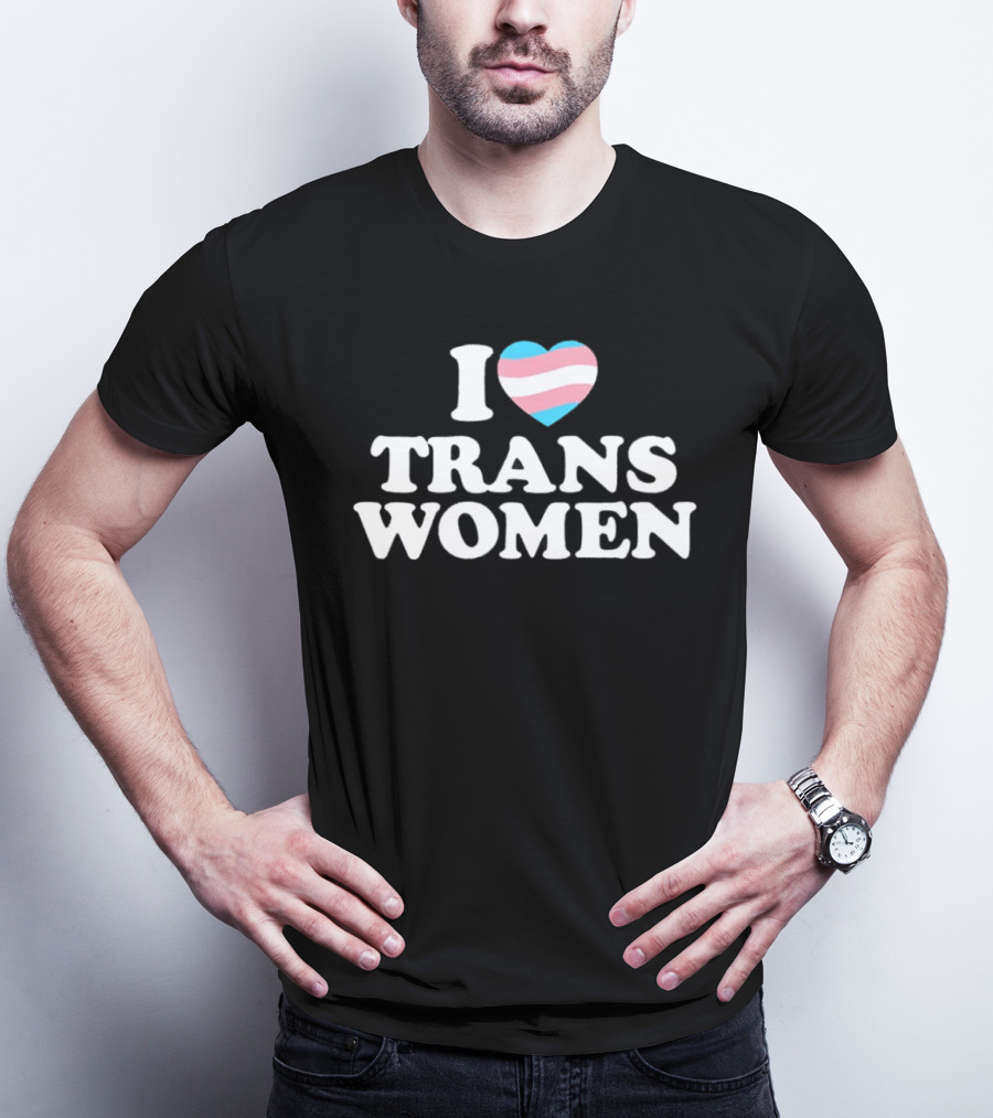 I Love Trans Women Heart With Transgender Flag T-Shirt